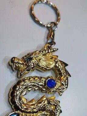 Accessories | Gold Dragon Keychain With Blue Enamel Accent | Poshmark